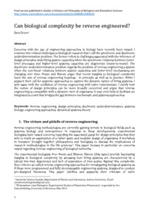 Can biological complexity be reverse engineered? - PhilSci-Archive